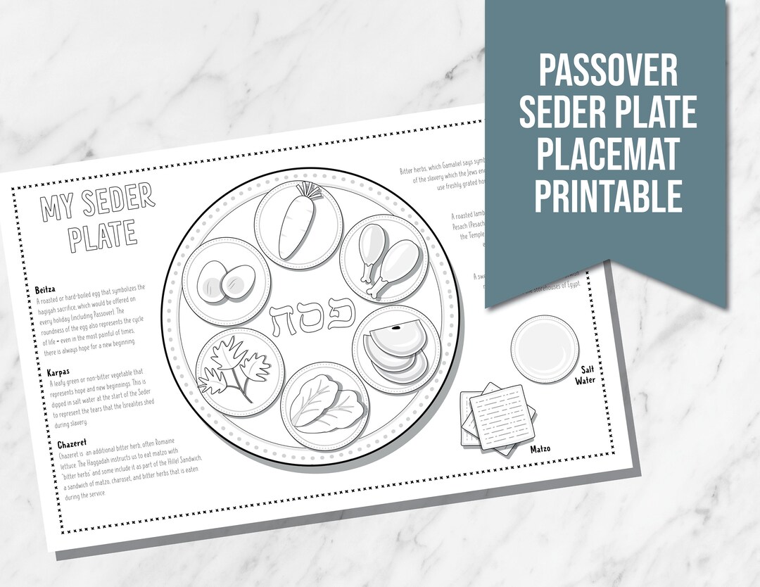 Passover Seder Plate Activity Printable Passover Placemat for - Etsy