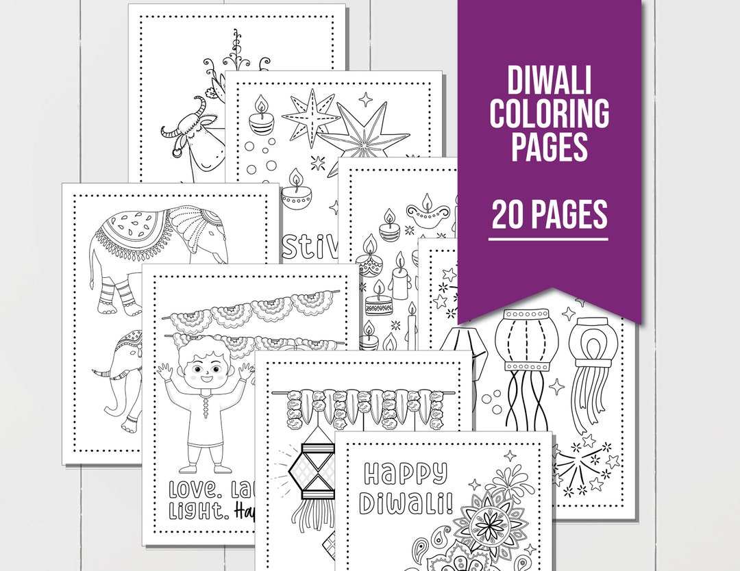 Diwali Coloring Pages Bundle - Mandalas, Diyas, and More | Printable ...