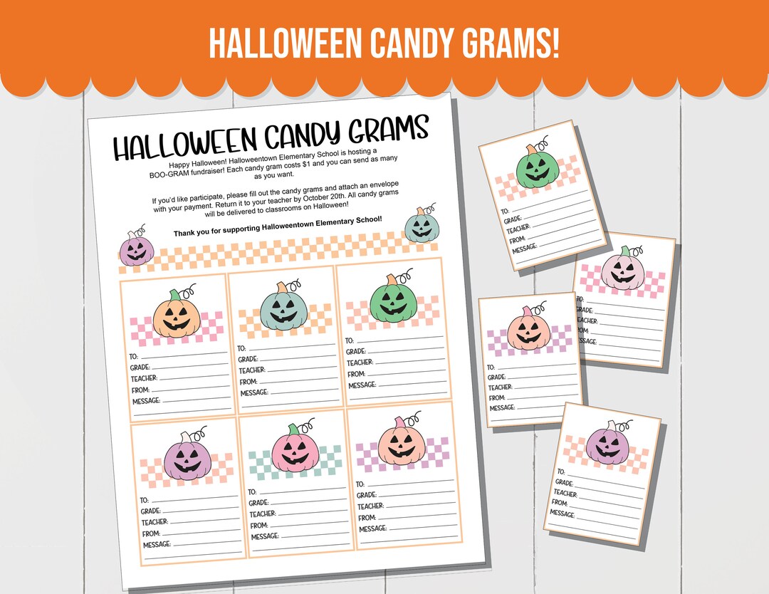 Halloween Candy Gram Fundraiser Flyer PTO Halloween Boo Gram Editable ...