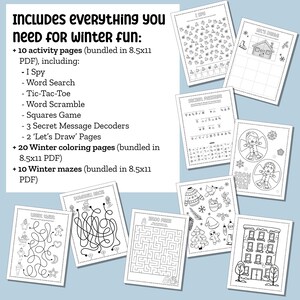Winter Printable Activity Bundle Including Coloring Pages, Word Search ...