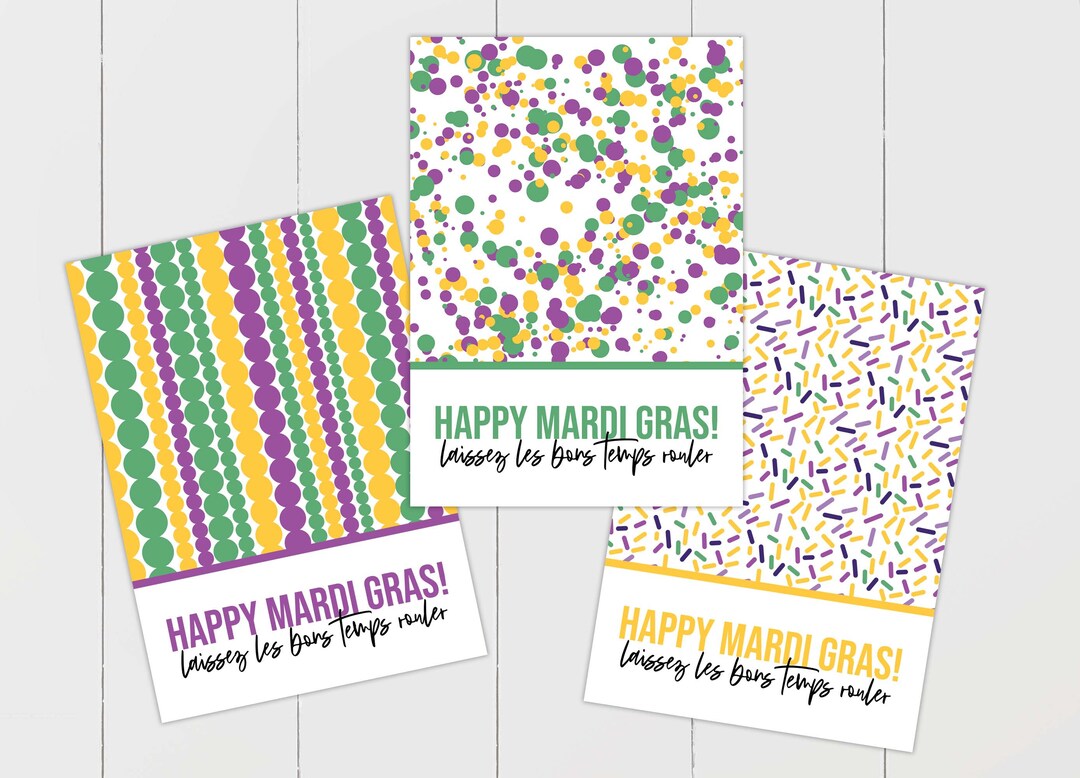 Mardi Gras Mini Cookie Card, Printable Mini Cookie Card for Carnival ...