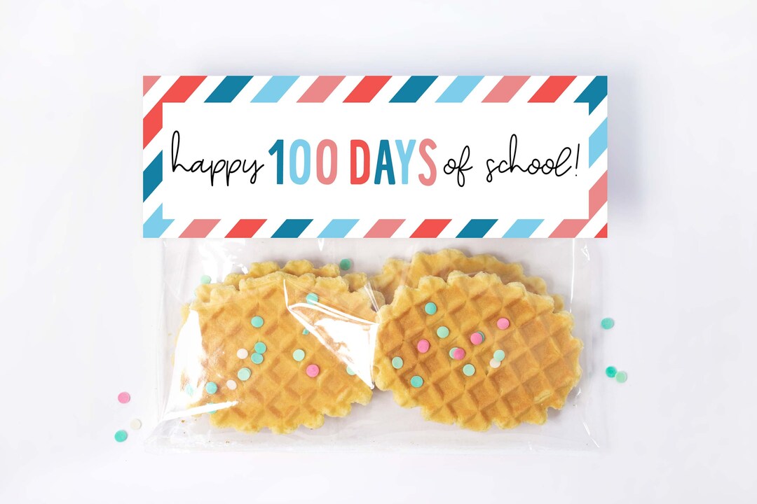 100 Days of School Treat Bag Topper Printable, Sandwich Bag Treat ...