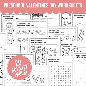 Preschool Valentine's Day Worksheet Bundle, Valentines Day Activities ...