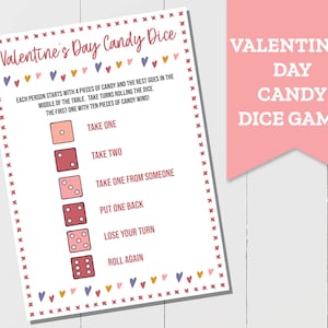 Valentines Day Candy Dice Game Fun Valentines Game for Kids - Etsy