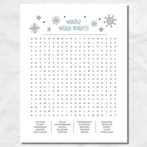 Winter Word Search, Printable Winter Games, Winter Word Games ...