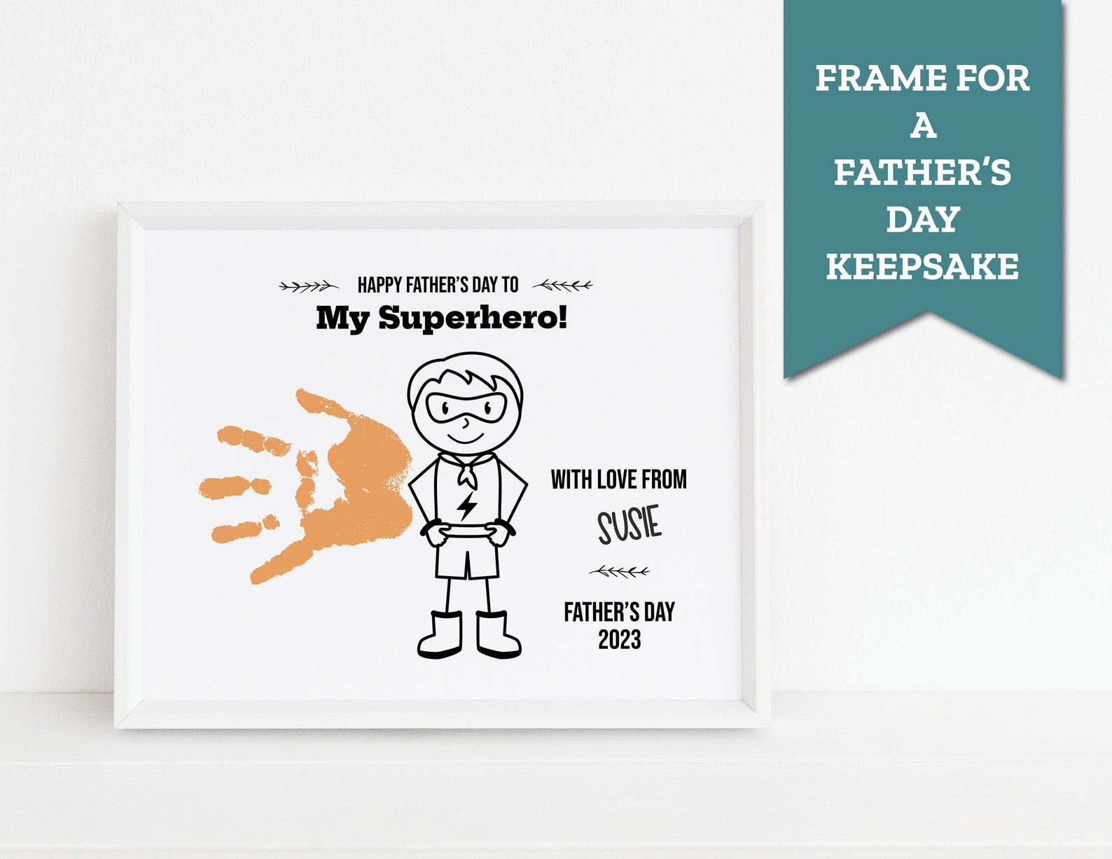 Fathers Day Handprint Art Superhero Handprint Art Printable - Etsy