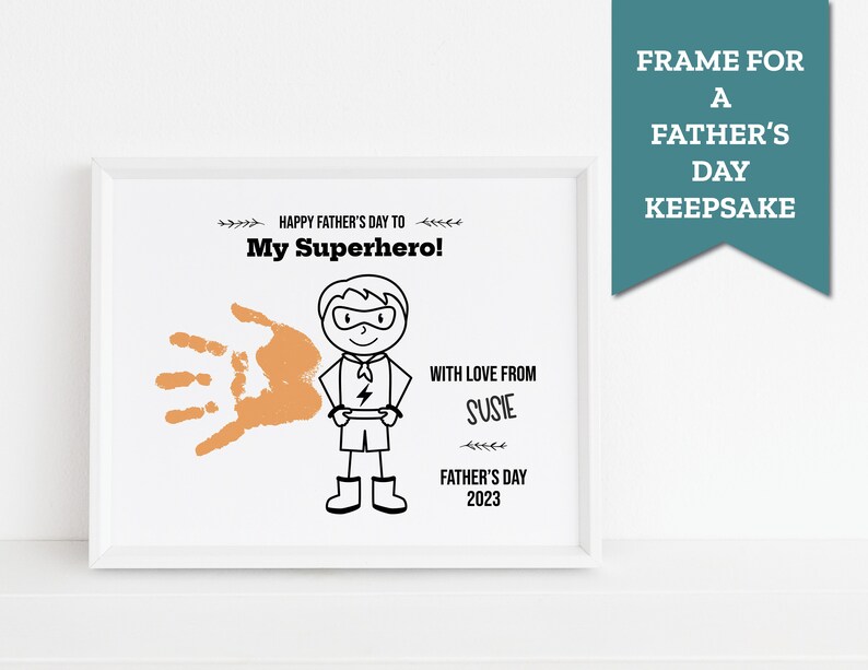 Fathers Day Handprint Art Superhero Handprint Art Printable - Etsy