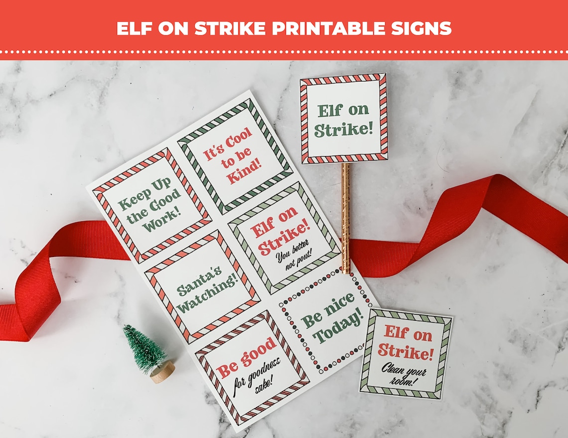 Elf on Strike Printable Signs Christmas Elf Accessories - Etsy