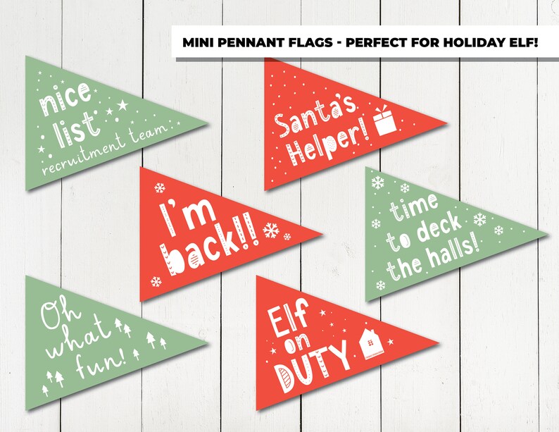 Mini Pennant Flags Perfect for Your Elf This Holiday Season, Christmas ...