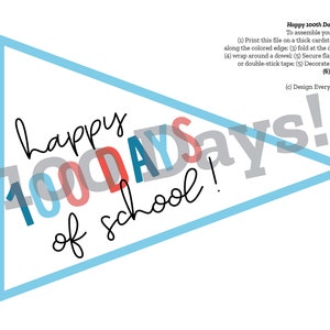 100th Day of School Printable Pennant Flags for Classroom Celebration ...