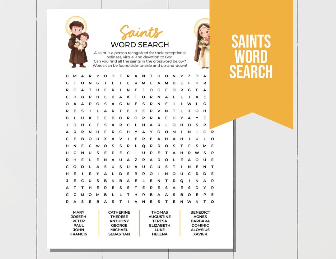 Saints Word Search, Religious Word Search, Christian Printable Games ...
