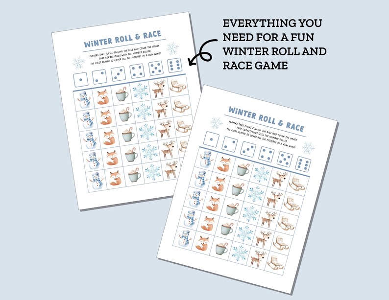 Winter Roll & Race Game, Kids Classroom Dice Game, Preschool Winter ...