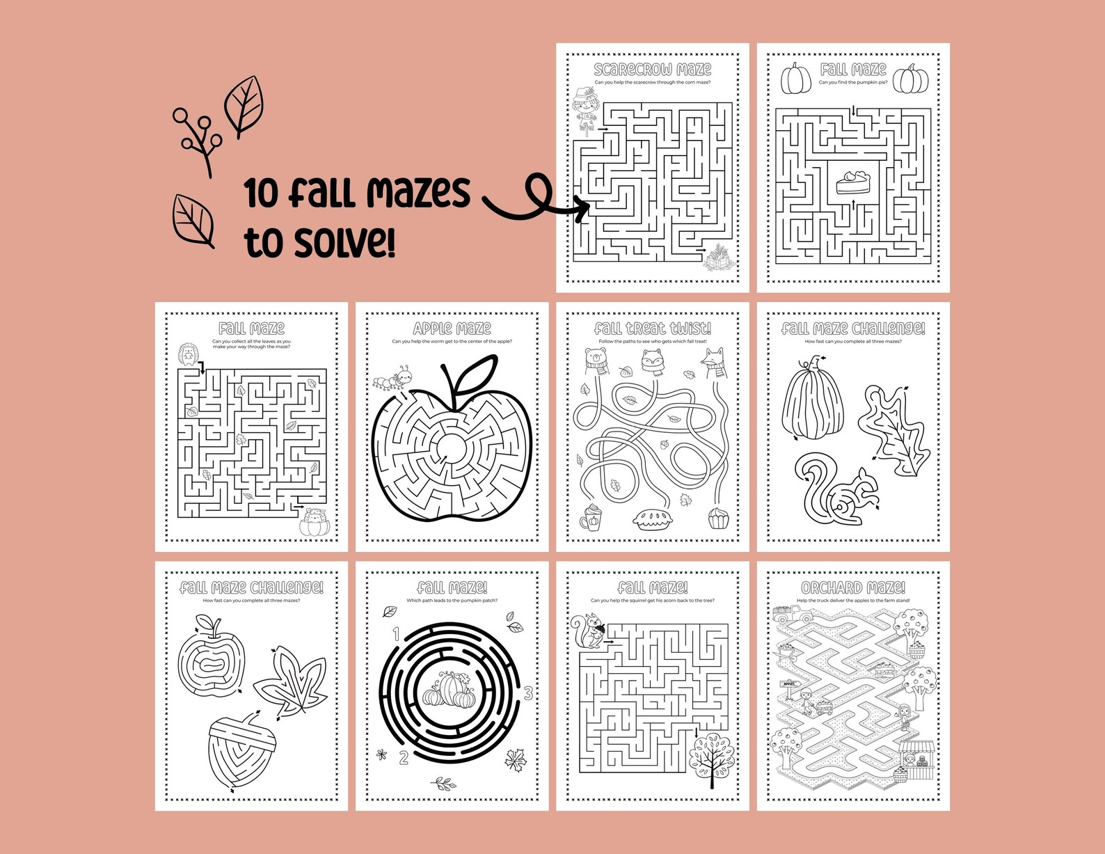 Fall Printable Activity Bundle Including Coloring Pages, Word Search ...