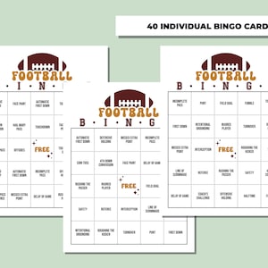 Football Bingo Game With 40 Unique Football Bingo Cards Printable ...