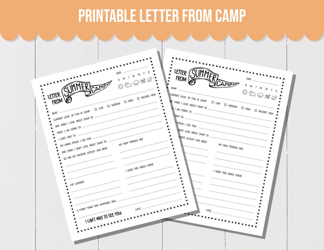 Printable Letter From Camp, Summer Camp Letter, Summer Camp Stationery ...