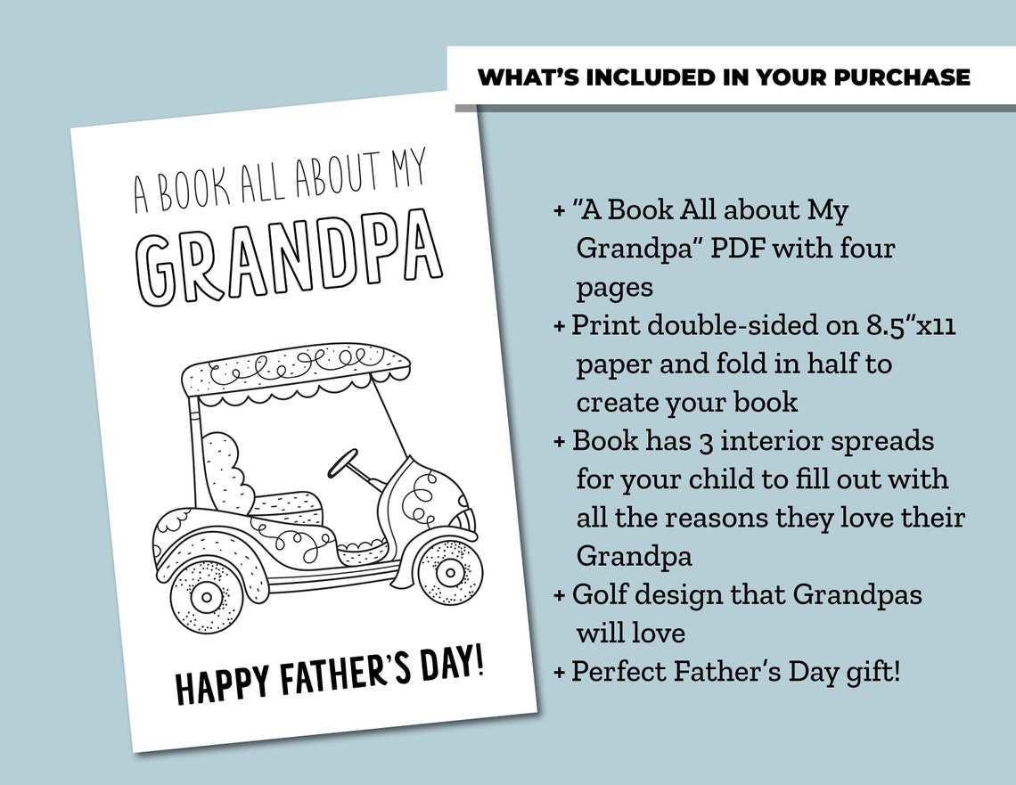 All About Grandpa Printable Book Father's Day Activity - Etsy