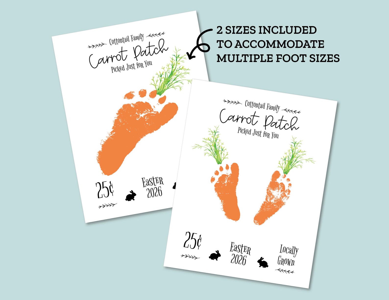 Easter Footprint Art Activity for Kids, Carrot Footprint Art Printable ...