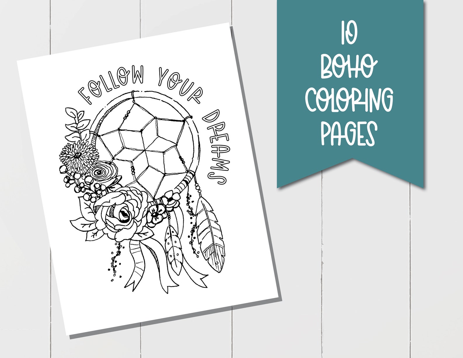 Boho Coloring Pages Digital Coloring Book Rainbow Coloring - Etsy