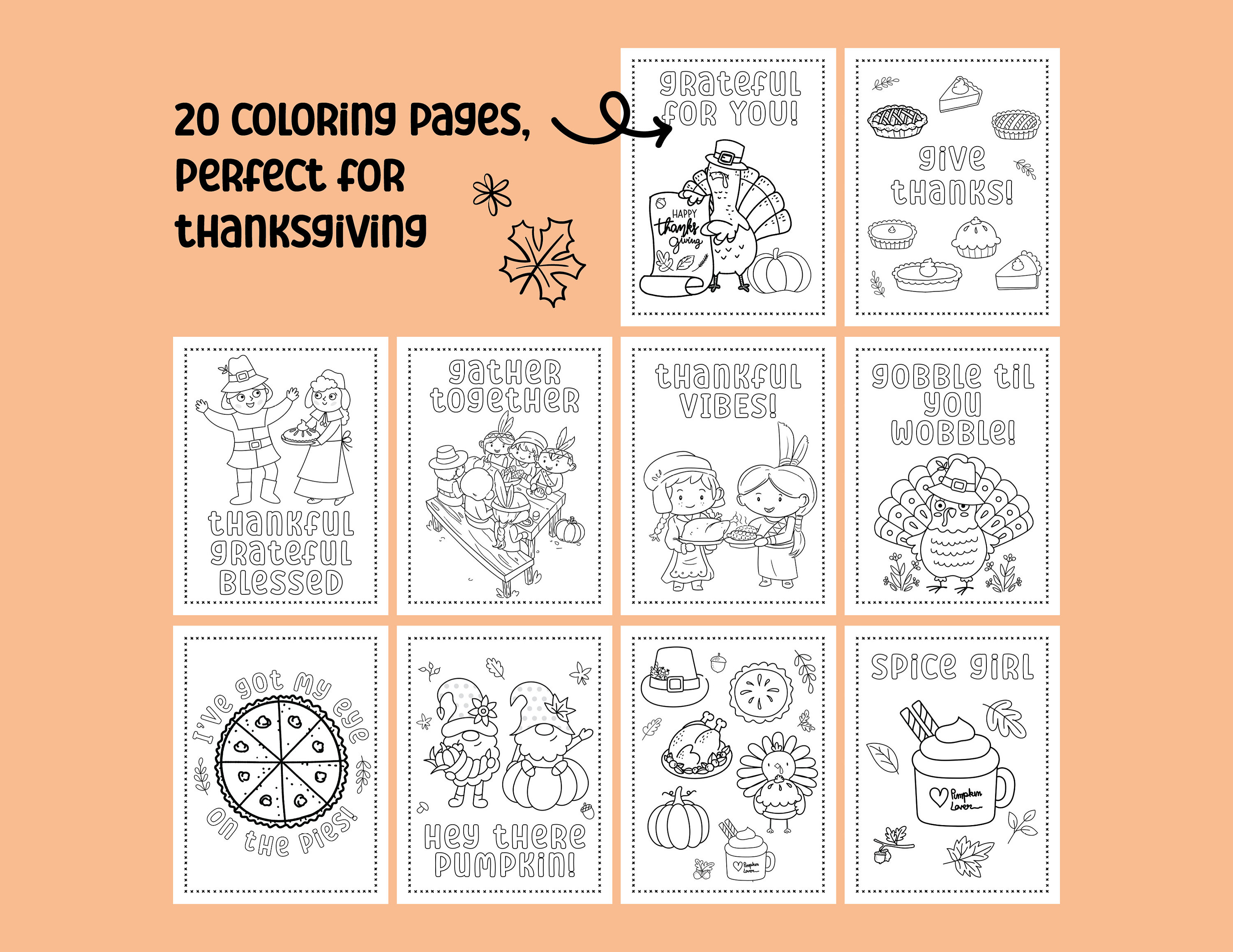 Thanksgiving Activities for Kids, Activity Bundle With Coloring Pages ...