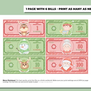 Christmas Play Money for Stocking Stuffers or Dramatic Play, Christmas ...