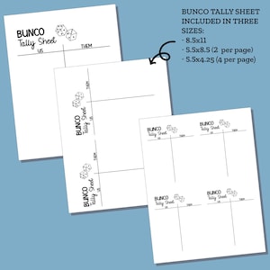 Ultimate Bunco Game Set - Score Sheets, Tally Sheets, Table Numbers ...
