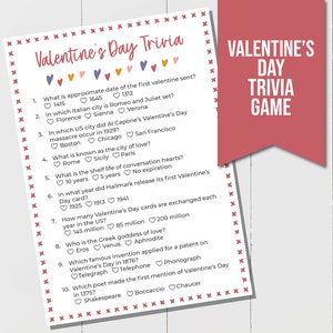 Valentine Trivia Game, Valentine Party Game, Pub Trivia, Ice Breaker ...