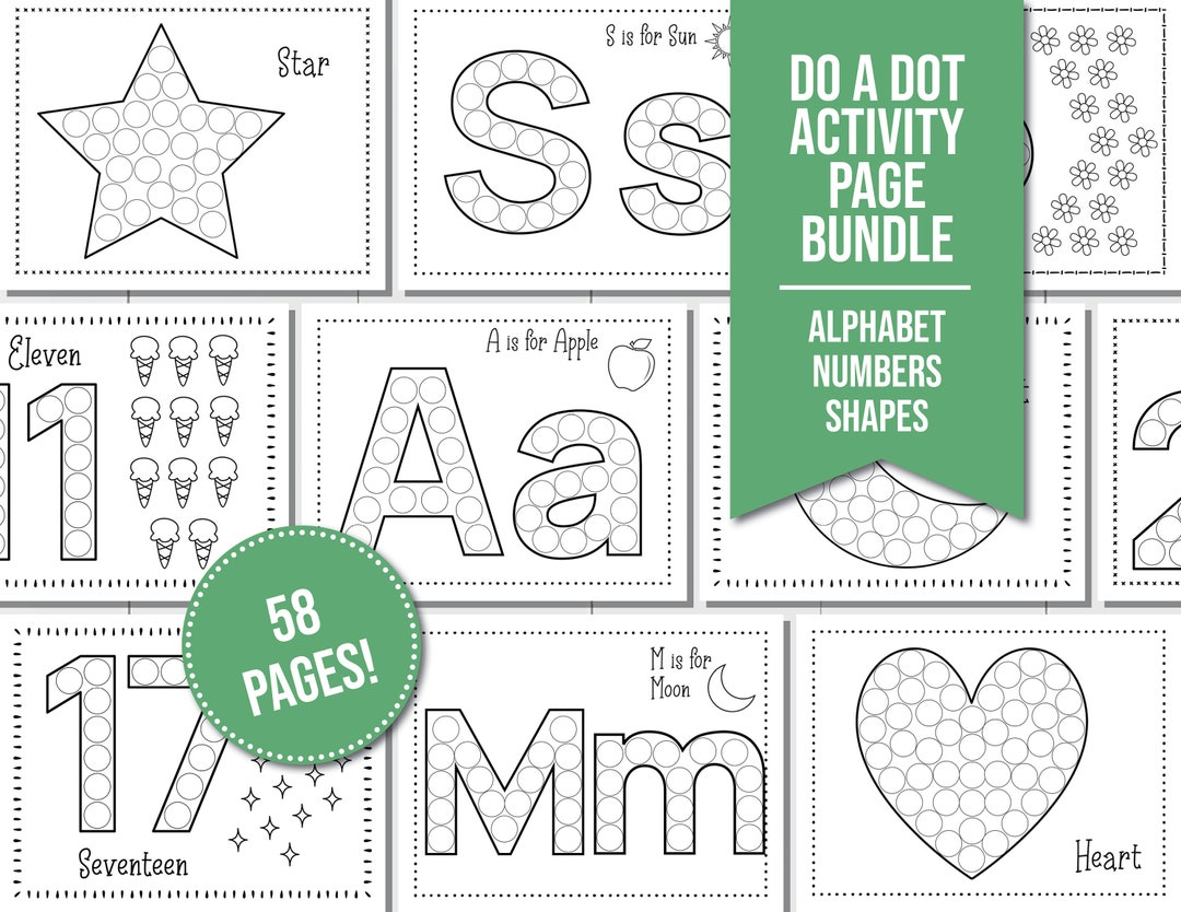 Do-a-dot Activity Page Bundle With Alphabet, Numbers and Shape Dot ...
