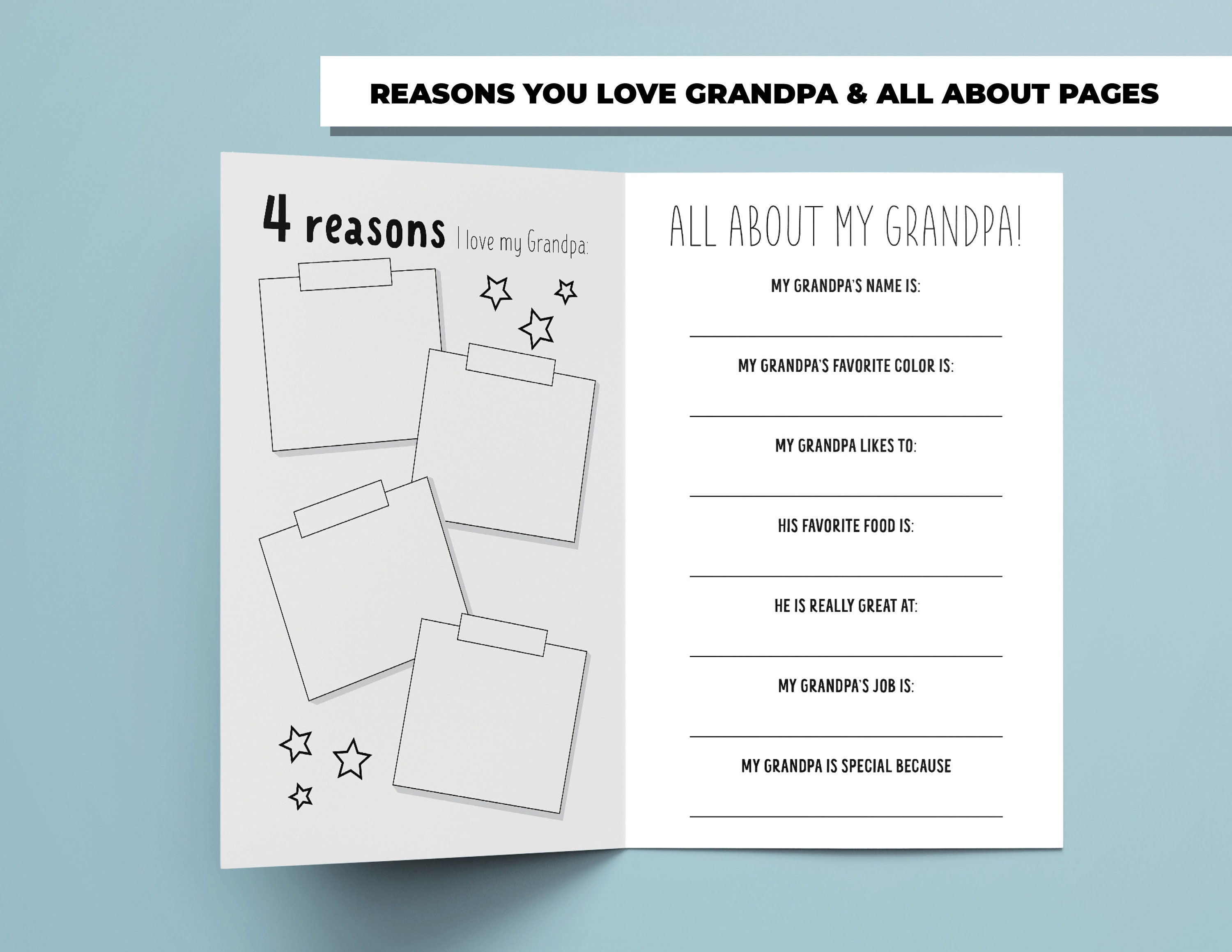 All About Grandpa Printable Book for Father's Day, Perfect Father's Day ...