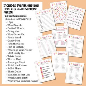 Summer Game Bundle, Summer Trivia Game, Printable Summer Game for Kids ...