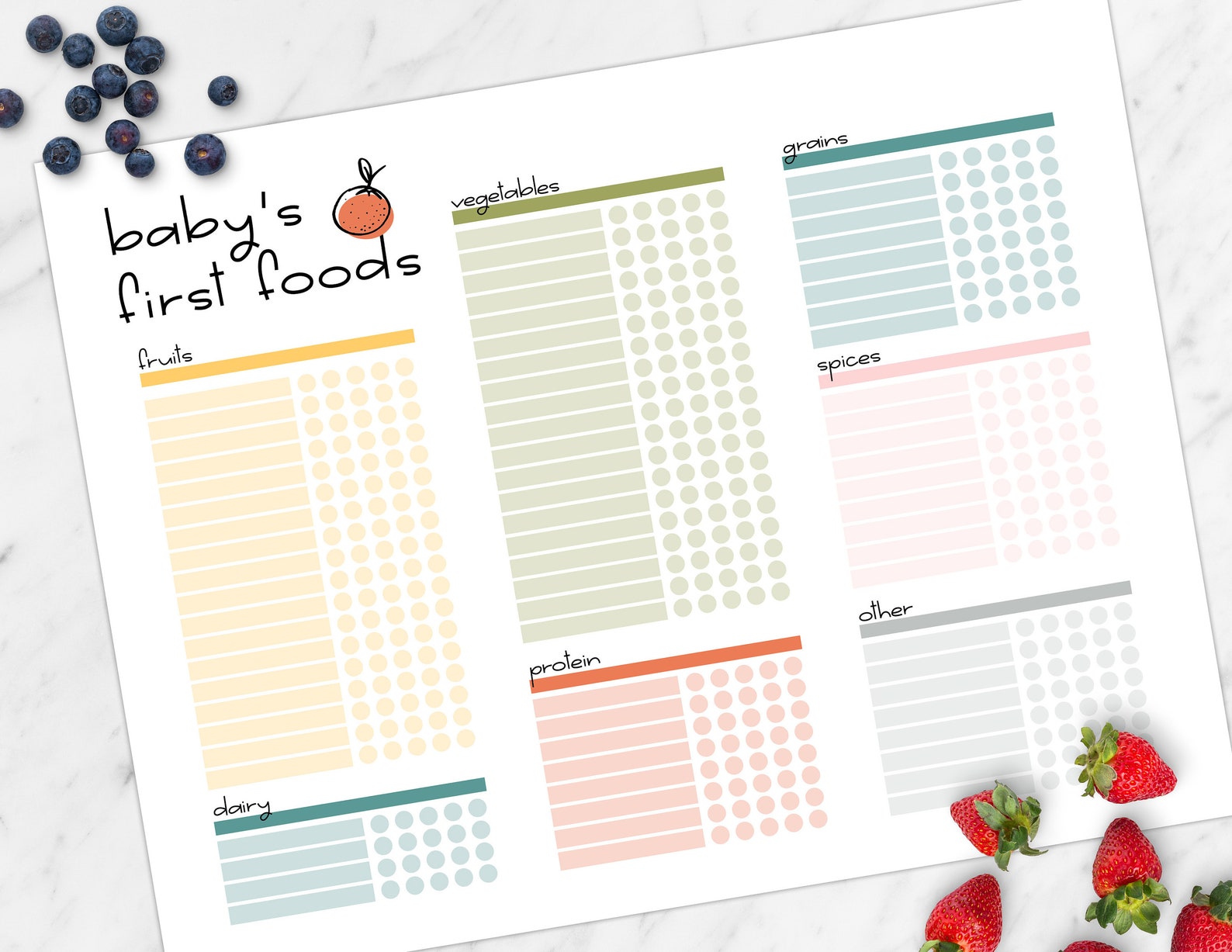 Baby Food Tracker Babys First Food Checklist Solids - Etsy