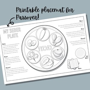 Passover Seder Plate Activity Printable Passover Placemat for - Etsy