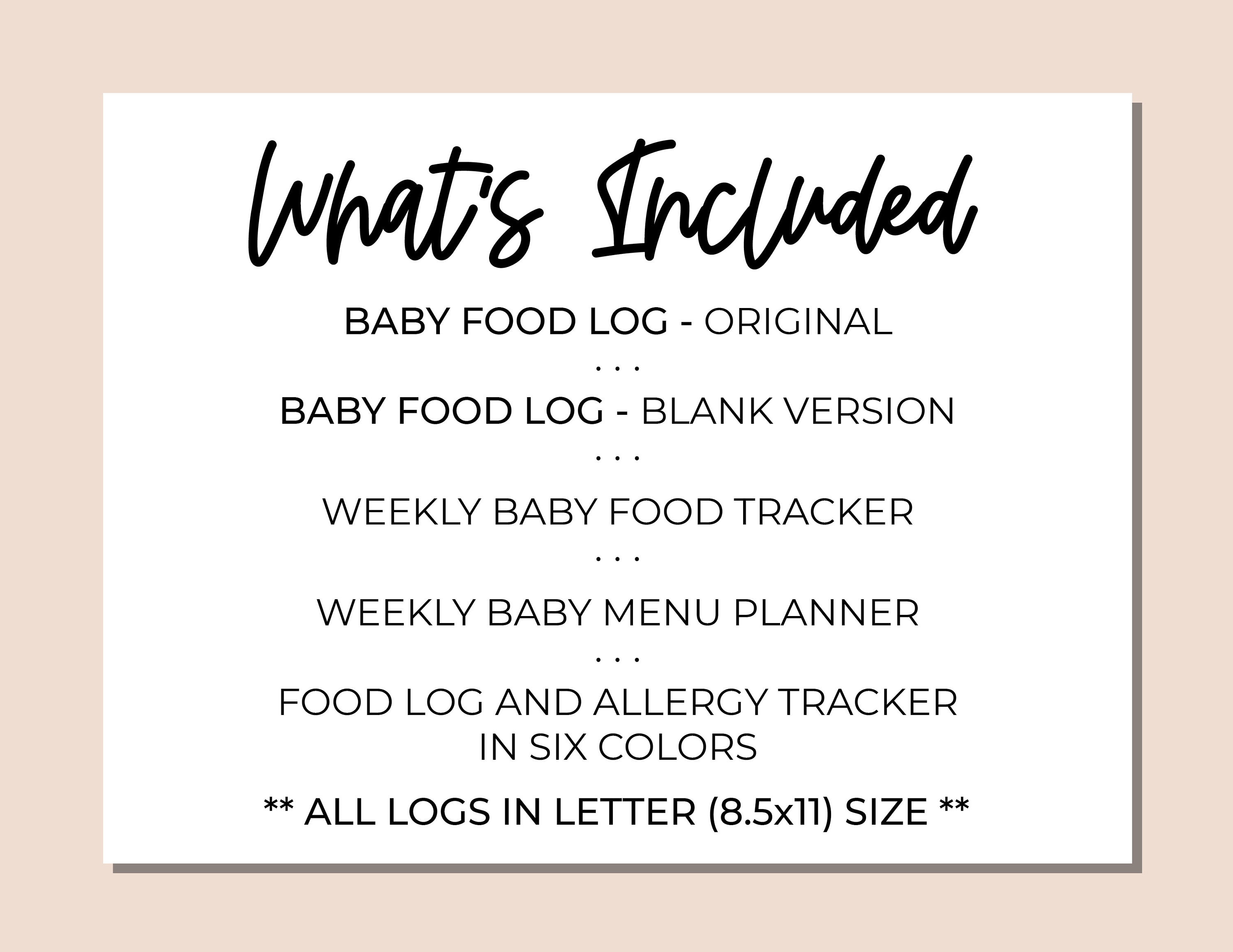 Baby Food Log Bundle! Perfect for Baby’s First Foods Checklist, Baby ...
