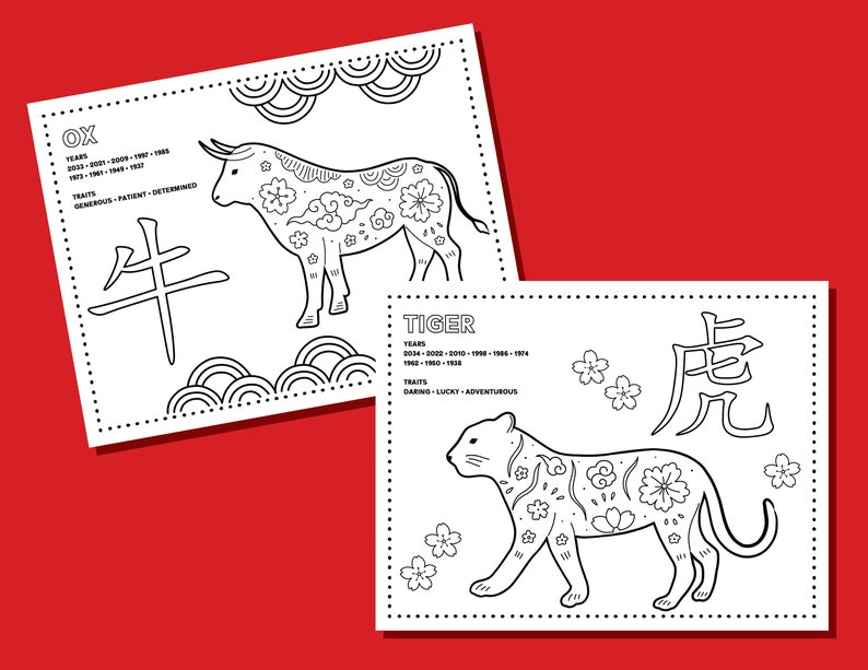 Chinese New Year Coloring Pages Chinese New Year Kids - Etsy