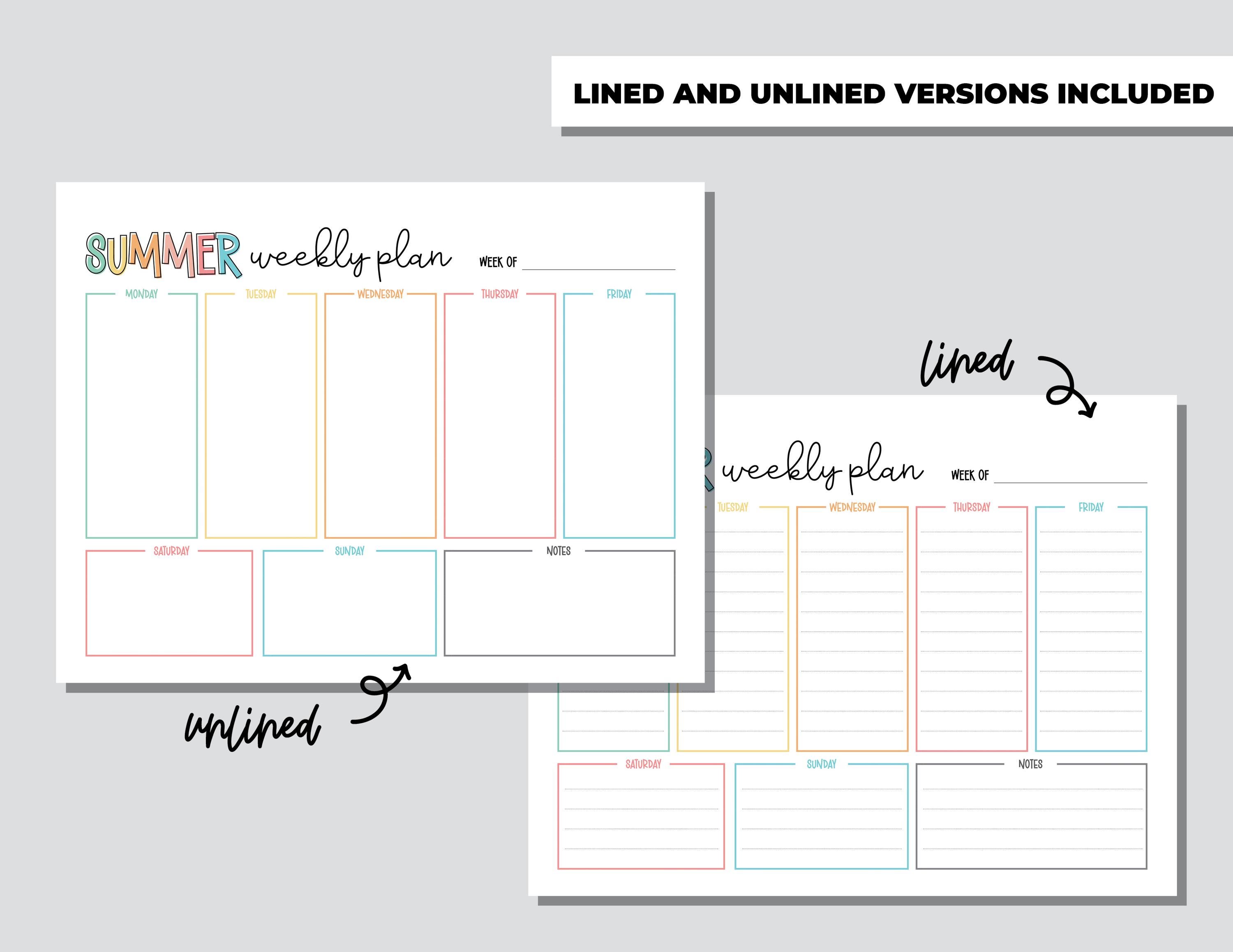 EDITABLE Summer 2026 Weekly Schedule for Kids Printable to Plan All ...