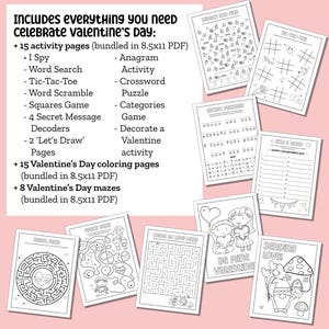 Valentines Day Printable Activity Bundle With Coloring Pages, Word ...