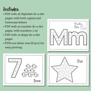 Do-a-dot Activity Page Bundle With Alphabet, Numbers and Shape Dot ...