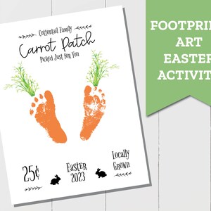 Easter Footprint Art Activity for Kids Carrot Patch Footprint - Etsy