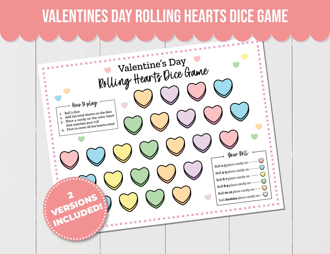 Rolling Hearts Candy Dice Game, Fun Valentines Game for Kids, Kids ...