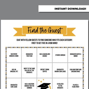 Graduation Find the Guest Game, Graduation Party Game, Find the Guest ...