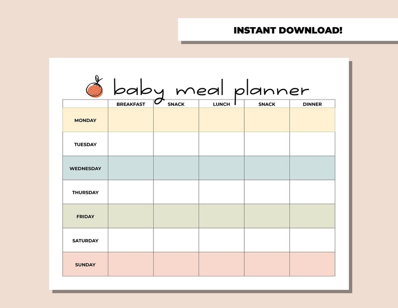 Baby Meal Planner, Baby Food Tracker, Baby Food Log for Starting Solids ...