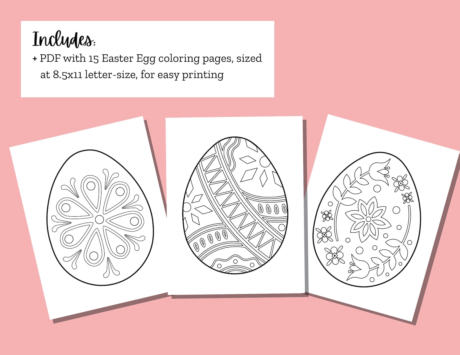 15 Easter Egg Coloring Pages for Kids, Printable Coloring Sheets for ...