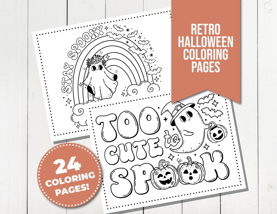 Retro Halloween Coloring Pages for Kids 24 Groovy and Spooky Coloring ...