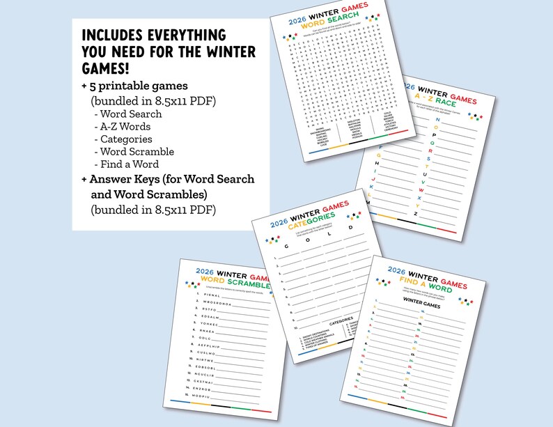 2026 Winter Games Word Search, Winter Word Games for Adults, Winter ...
