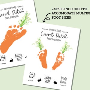 Easter Footprint Art Activity for Kids Carrot Patch Footprint - Etsy