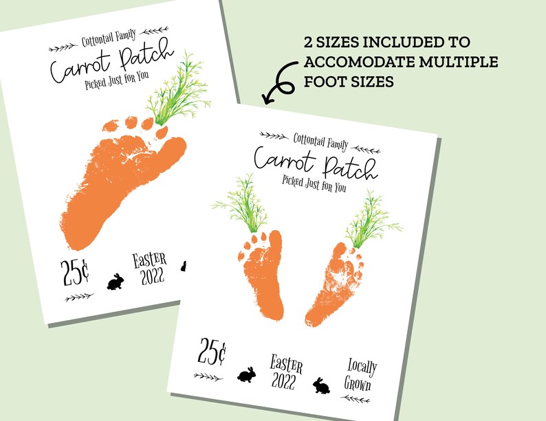 Easter Footprint Art Activity for Kids Carrot Patch Footprint - Etsy