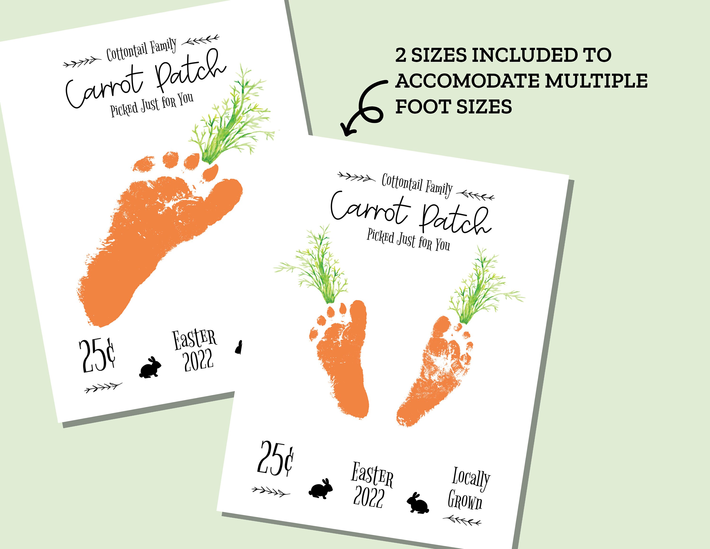 Easter Footprint Art Activity for Kids Carrot Patch Footprint - Etsy