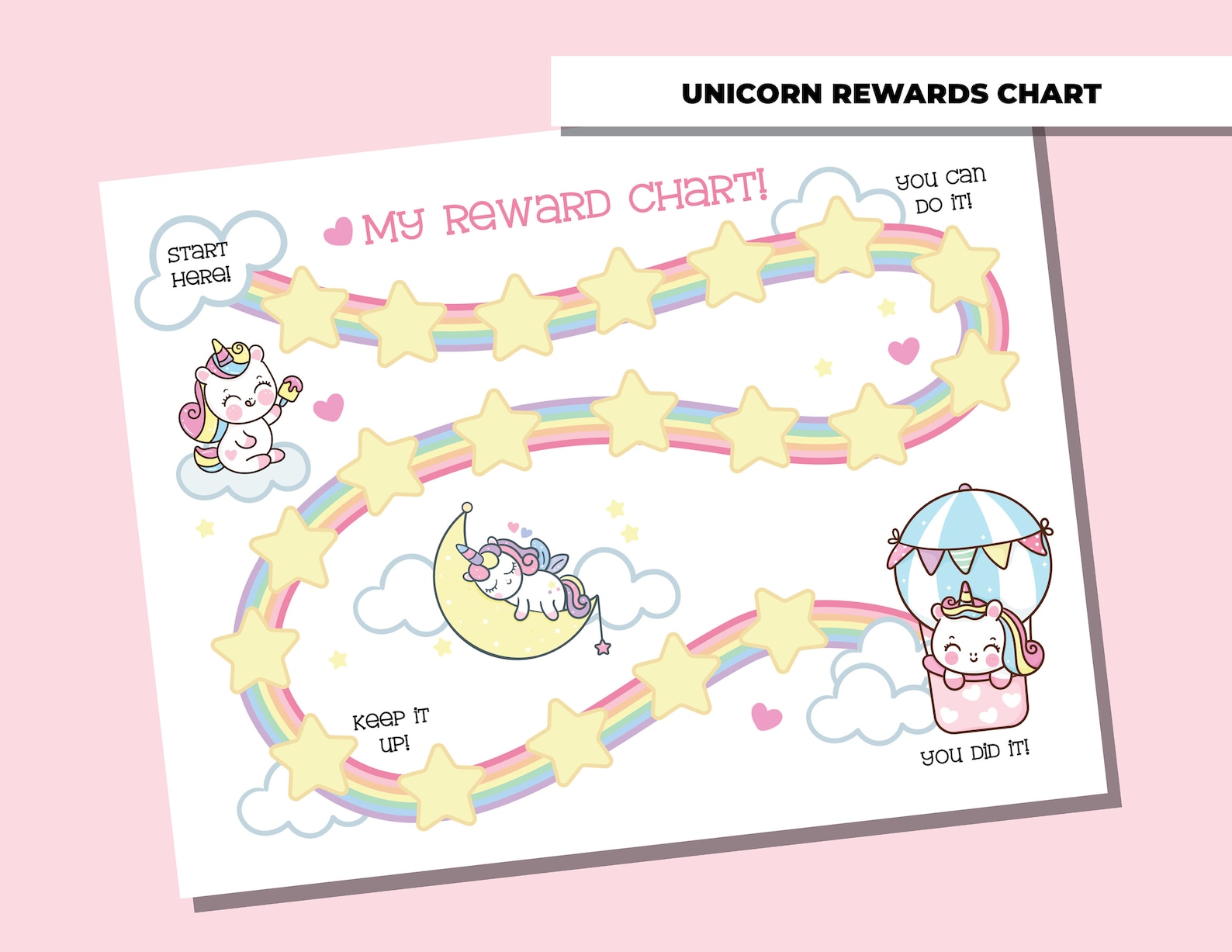 Toddler Reward Chart With Unicorn Design Cute Behavior Chart - Etsy