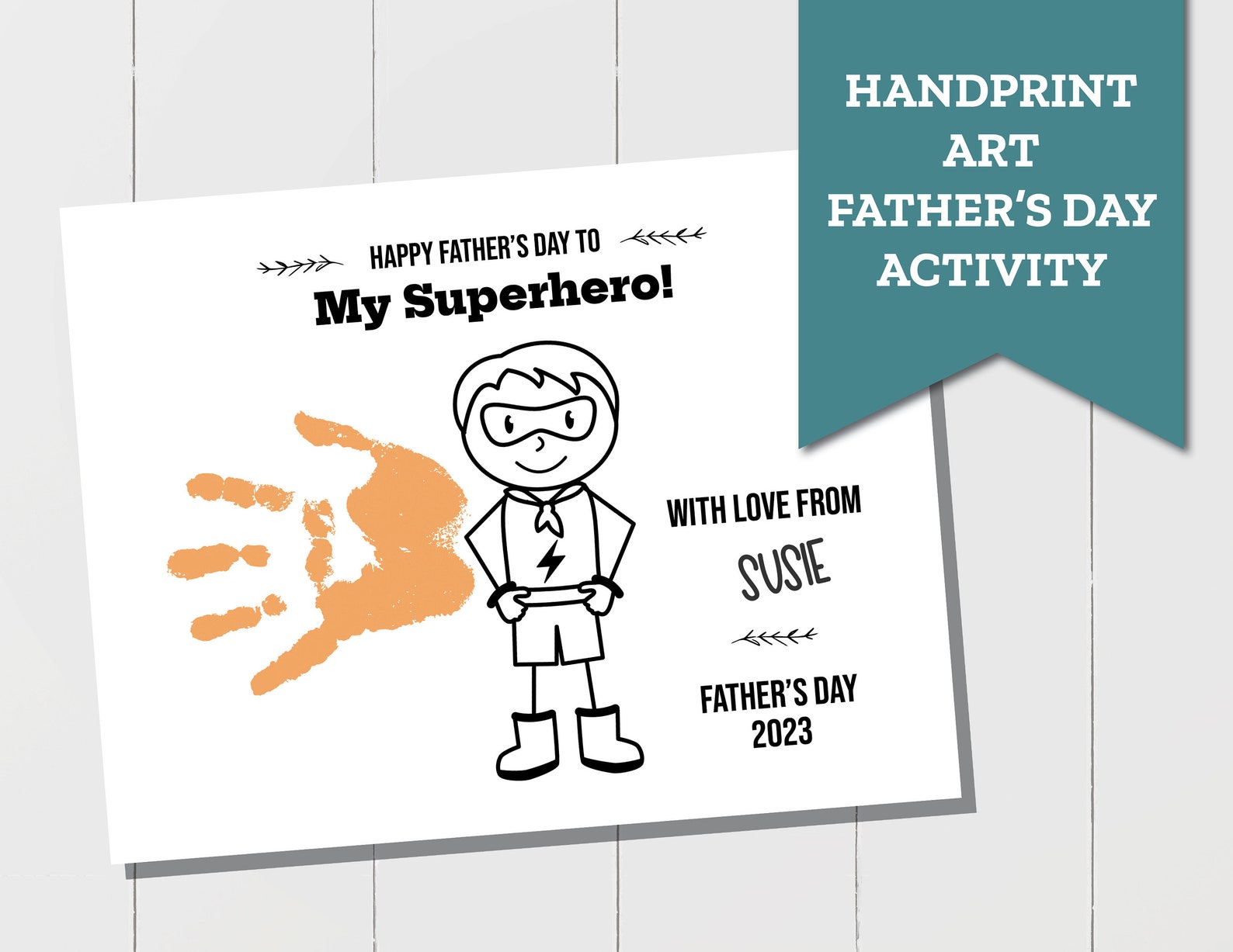 Fathers Day Handprint Art Superhero Handprint Art Printable - Etsy