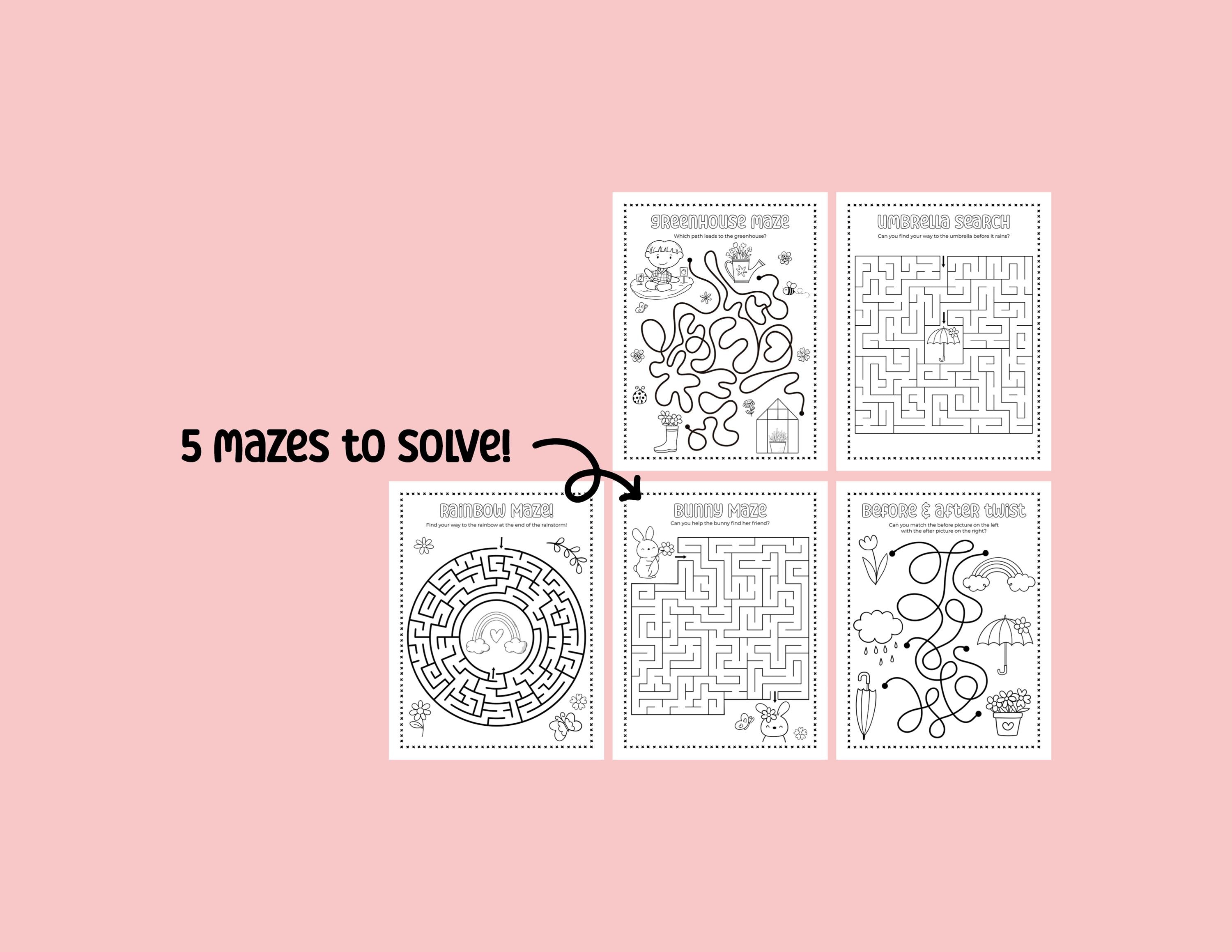 Spring Printable Activity Bundle With Coloring Pages, Word Search, Word ...
