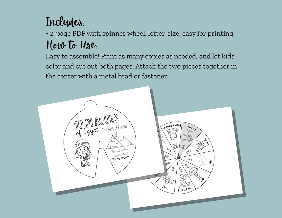 10 Plagues of Egypt Spinner Wheel Printable, Perfect Sunday School ...